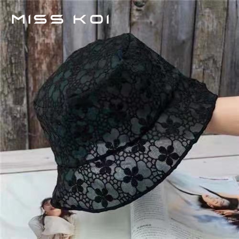Misskoi [Ready Stock] Lace Bucket Hat Female Korean Version All-Match Trendy Cover Face Summer ...