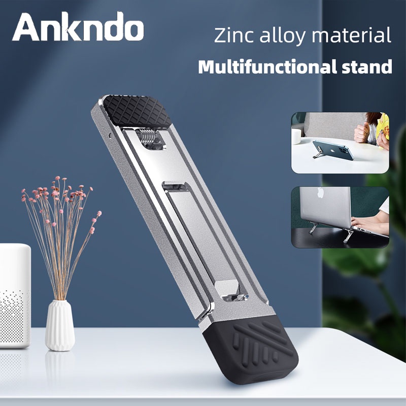 Ankndo Mini Foldable Laptop Stand Portable Notebook Support Base Holder Adjustable Riser Cooling ...