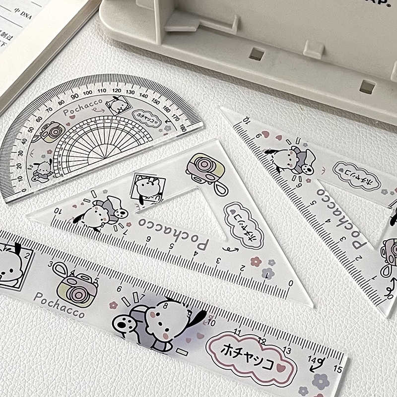 Sanrio Cartoon Ruler Set Students Painting Measurement Bookmark Set ...