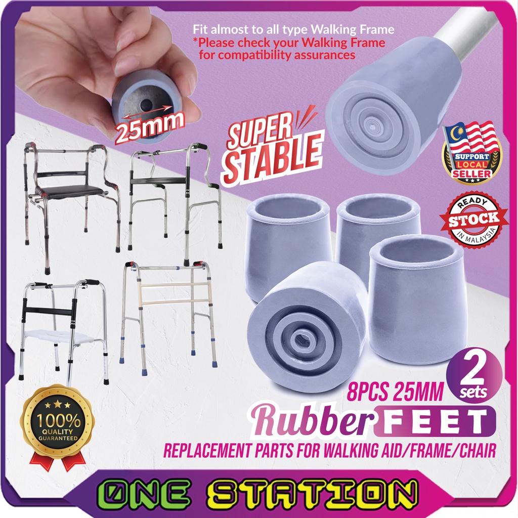8PCS 25mm Rubber Feet Replacement Parts for Elderly Walker Walking Aid ...