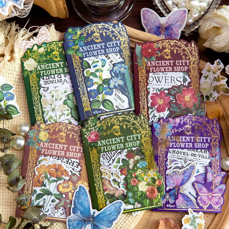 ENWEI 46 Pcs [Gucheng Flower Shop Series] Vintage Butterfly Flower ...