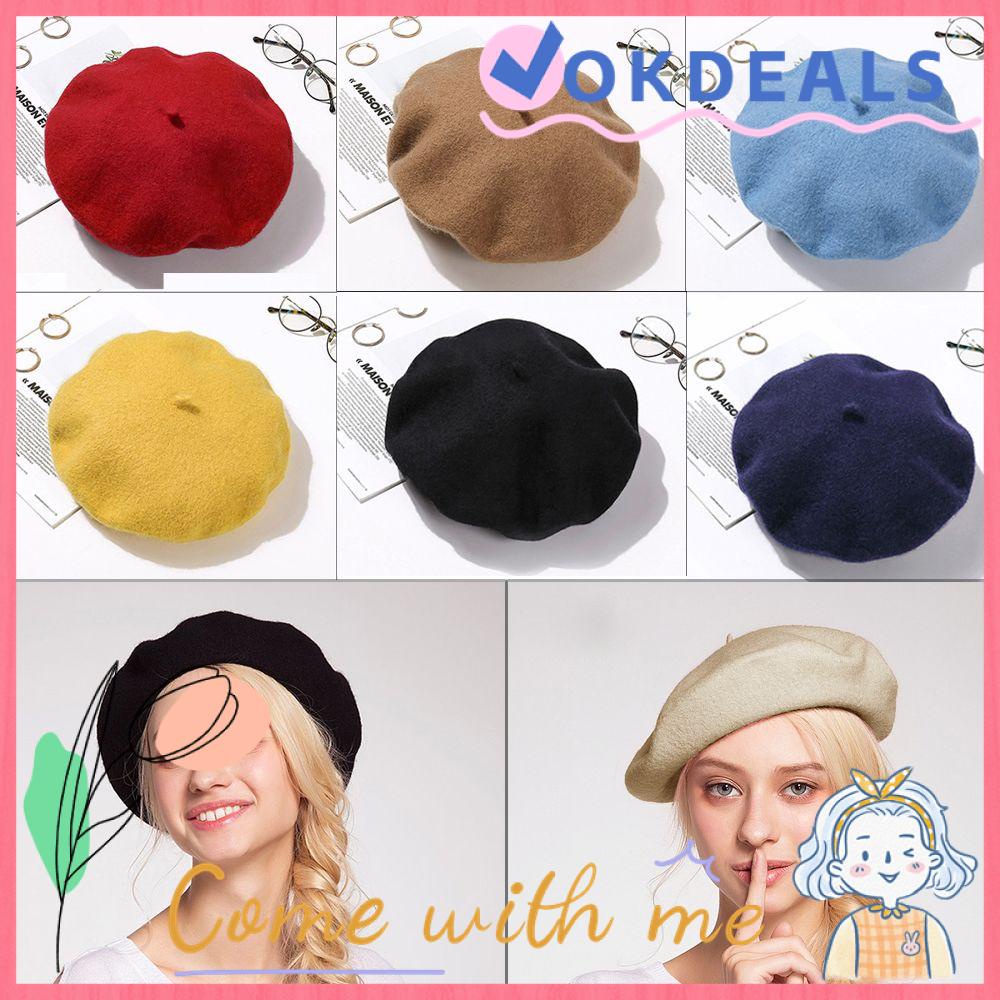 OKDEALS Solid Color French Winter Warm Beanie Baggy Wool Beret Cap ...