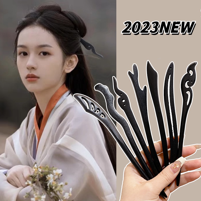 2023 New Style Black Hairpin Girls Summer Elegant Antique Wooden ...