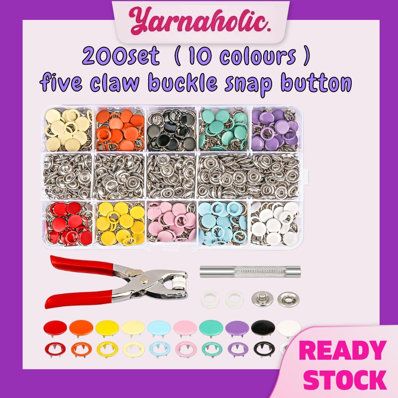 200 Set Colorful 9mm Solid+Hollow Five-Claw Buckle Installation Tool ...