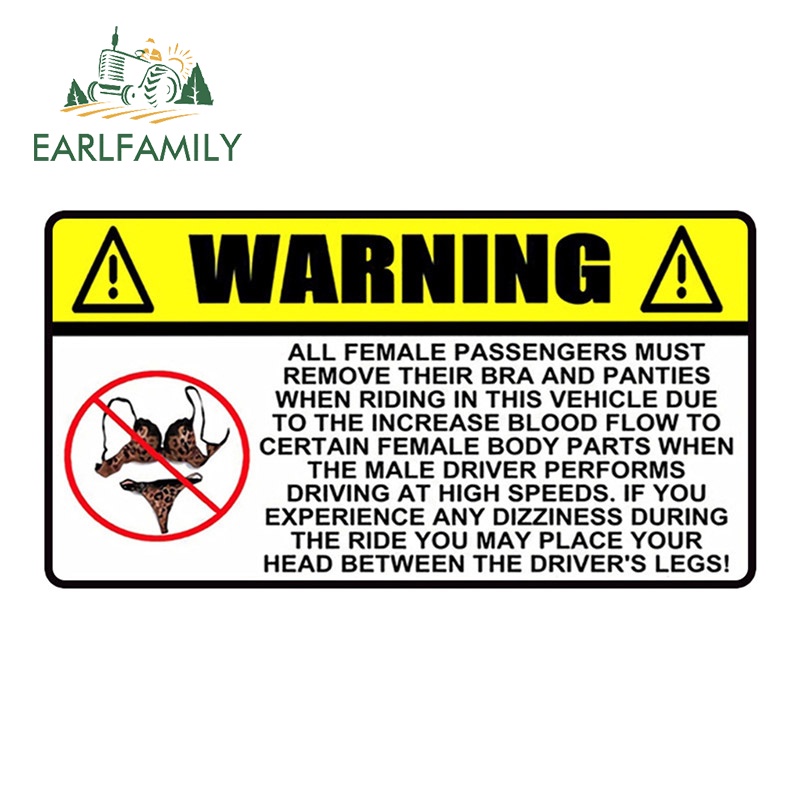 EARLFAMILY 13cm x 6.9cm for Funny Warning No Bra Panties Car Sticker ...