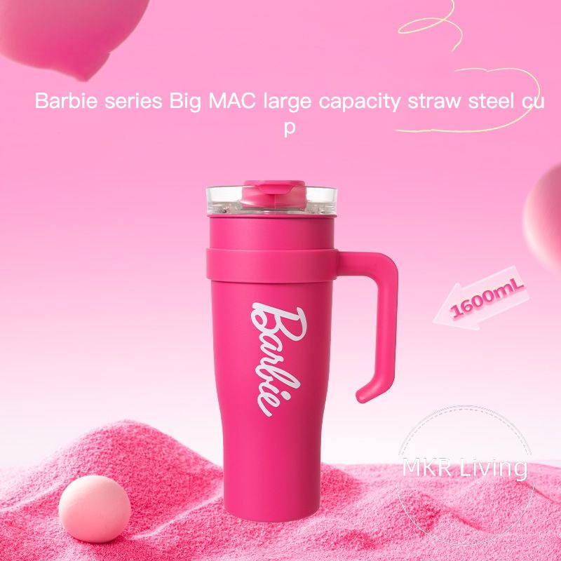Miniso MINISO Premium Product Barbie Big Mac Large Capacity Straw Steel ...