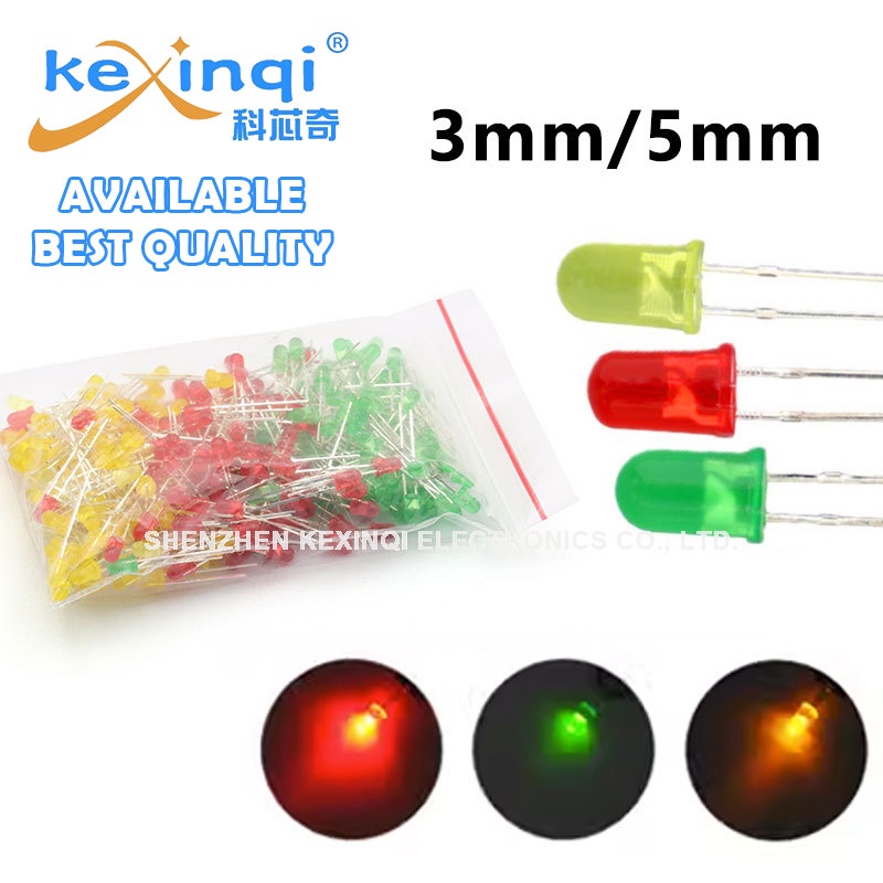60-150pcs/pack F3 F5 3mm 5mm LED Light Emitting Diode DIP Assorted Kit ...