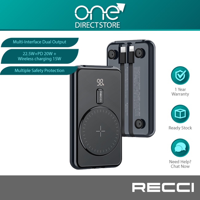 RECCI RPB_P18 PD 20W + 22.5W MAGNETIC WIRELESS POWER BANK 10000MAH - BLUE | Shopee Malaysia