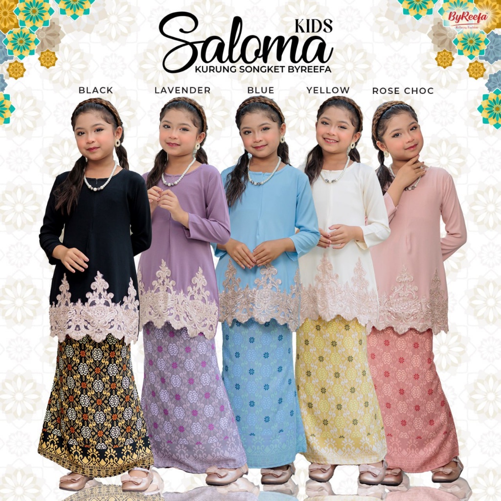 [Raya 2023] Kurung Saloma KIDS ByReefa Collection Black Lace Purple ...