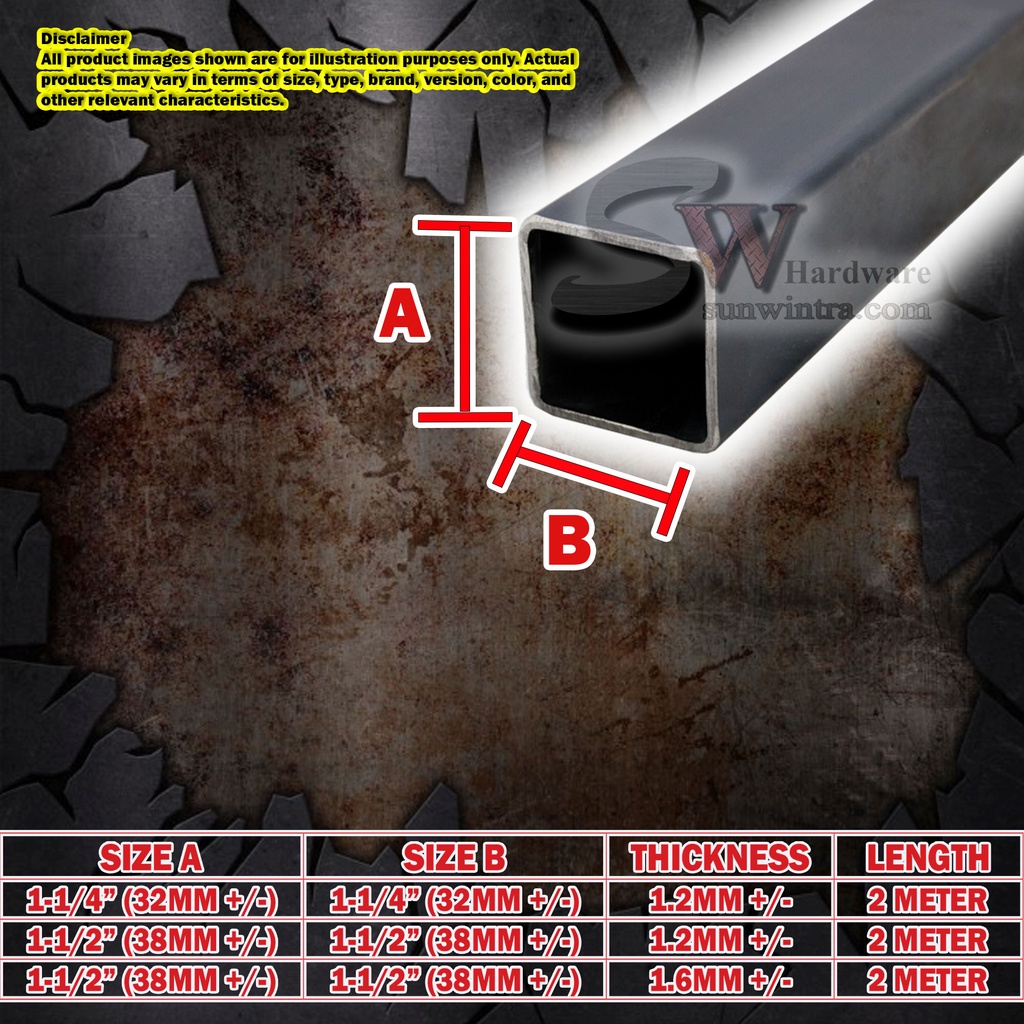 SW MILD STEEL HOLLOW/SQUARE HOLLOW SECTION/BESI HOLLOW 1-1/4" / 1-1/2 ...