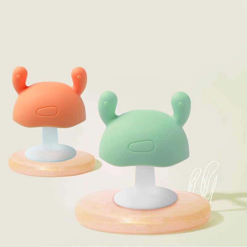 Molar stick Cute Fun Silicone Mushroom Frog Soothing tooth pad Pacifier ...