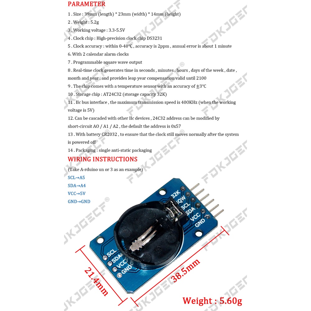 DS3231 AT24C32 IIC Module DS1302 RTC I2C Precision Clock Module DS1307 Memory module mini module ...