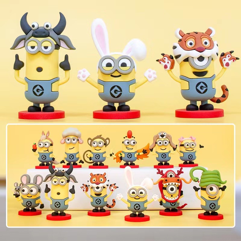 Minions Despicable Me Chinese Zodiac Bob Kevin Anime Action Figure Doll ...