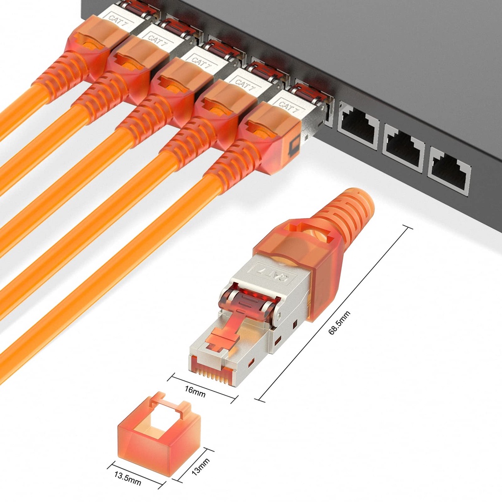 ZoeRax RJ45 connectors Cat6A CAT7 CAT8 Tool-Free Shielded RJ45 ...