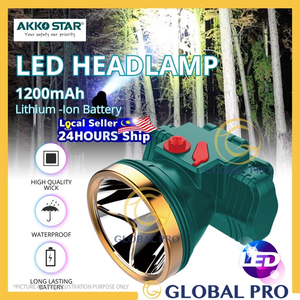 AKKO STAR Rechargeable Waterproof Headlamp Flashlight Headlight Torch ...