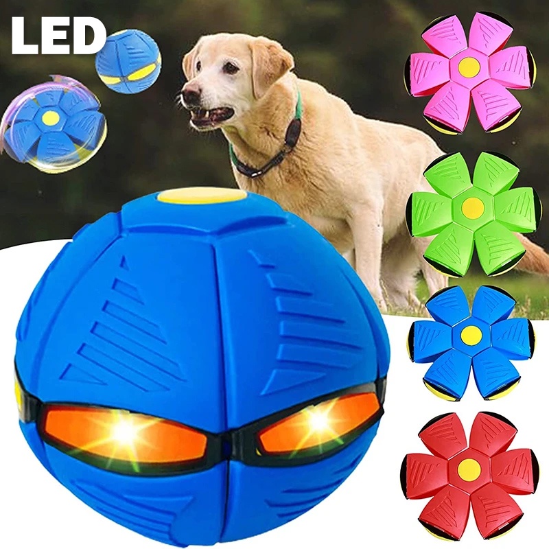 LED Magic Flying Saucer Ball Pet UFO Flat Throw Disc Ball Toys Dog ...
