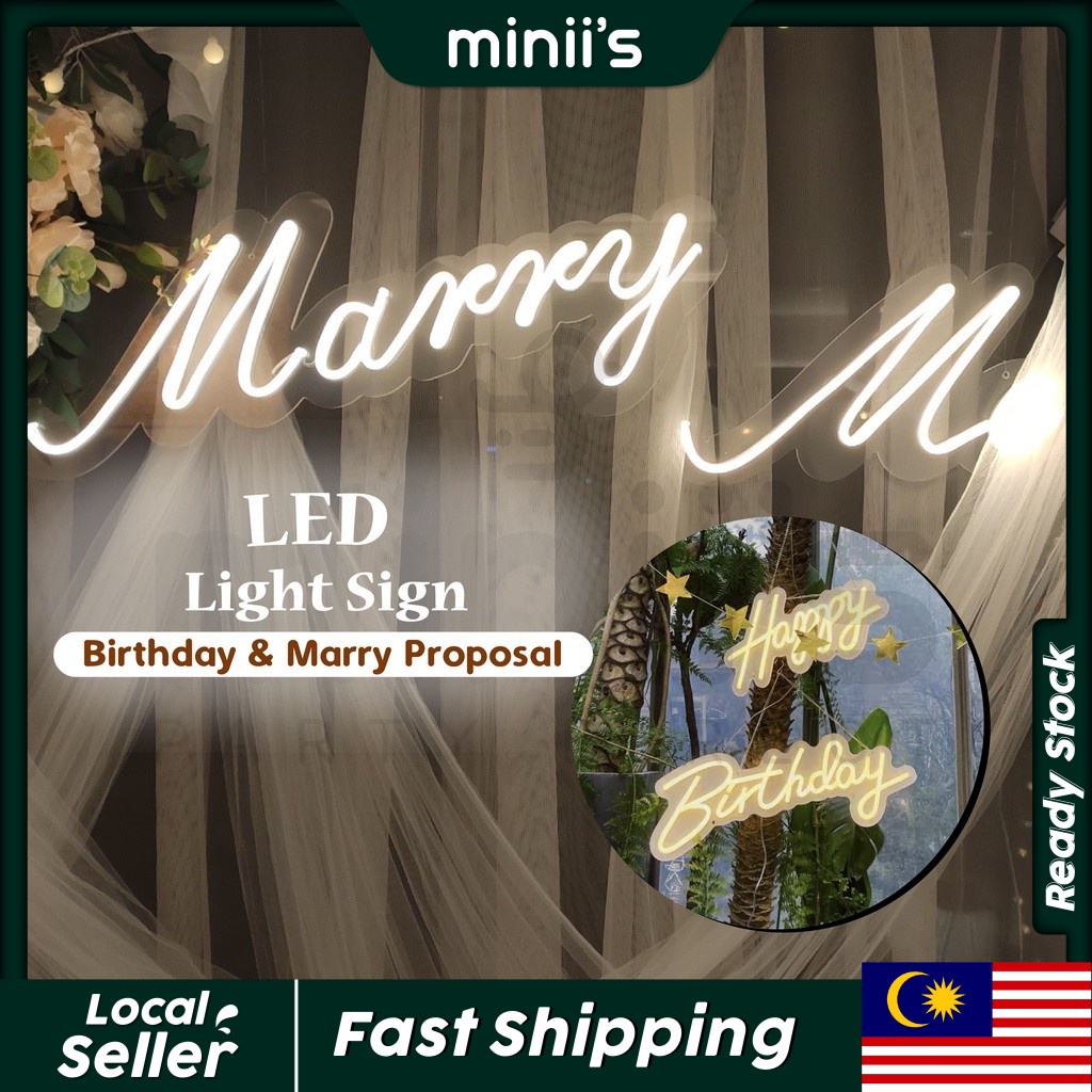 Miniis Marry Me Married Me Proposal Light Neon Neon Sign Happy Birthday ...