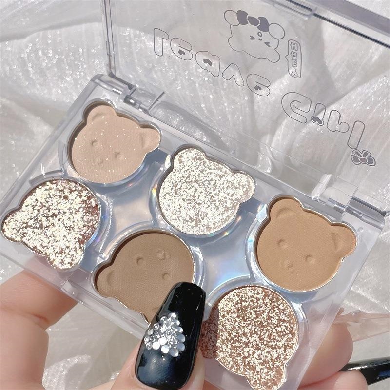 Myho Cutey Teddy Bear 6 Colour Matte and Glitter Eyeshadow Palette ...