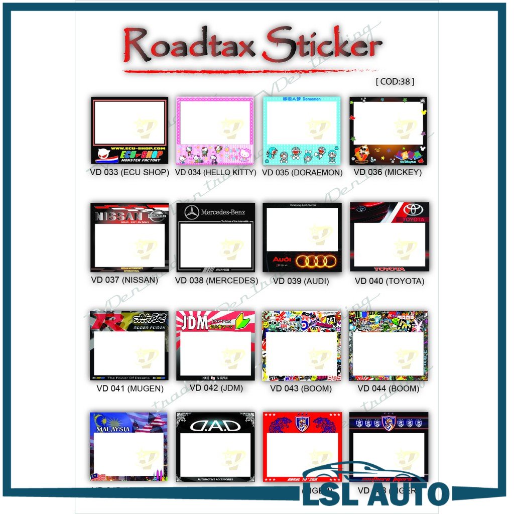 Universal Stylish Cartoon Car Road Tax Sticker / Car Roadtax Sticker ...