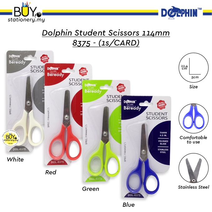 Dolphin Student Scissors 114mm 8375 - (1s/CARD) Gunting Kertas Scissor ...