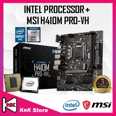 MSI H410M PRO-VH H410 LGA1200 MOTHERBOARD + Intel 10TH GEN PENTIIUM ...