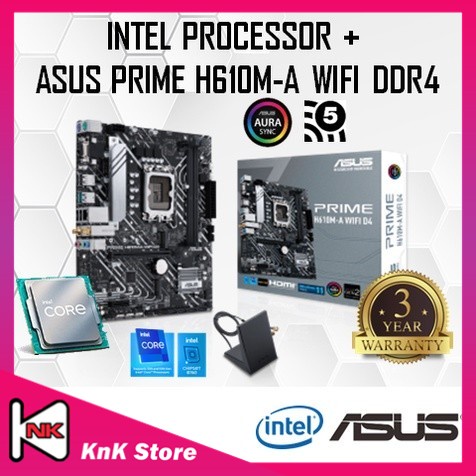 ASUS PRIME H610M-A WIFI D4 H610 LGA1700 Motherboard + Intel 12TH GEN / 13TH GEN CORE I3 / I5 ...