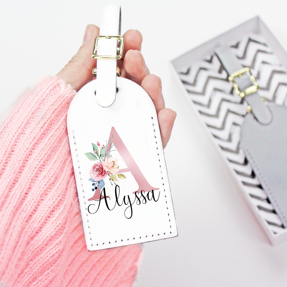 Personalised Custom Name Pu Leather Luggage Tag Suitcase Identifier ...