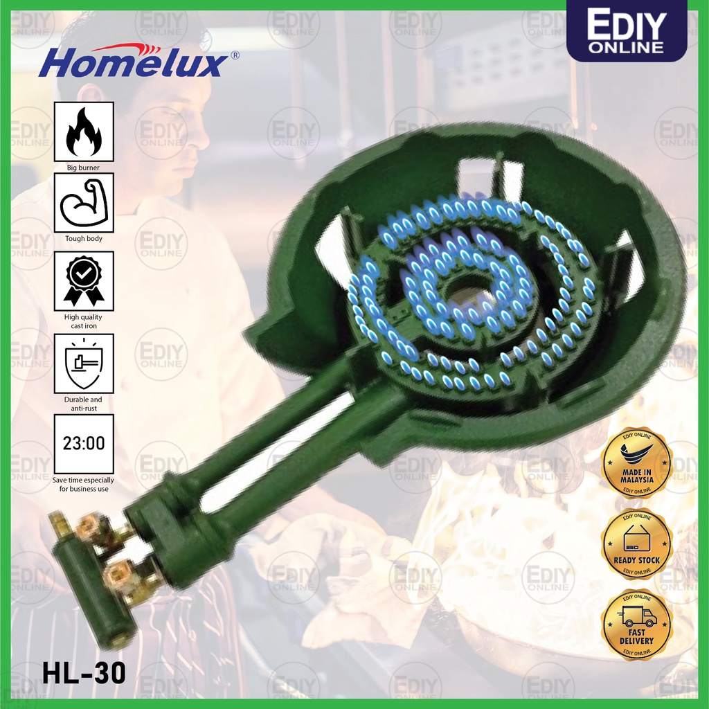 HOMELUX LOW PRESSURE LPG CAST IRON BURNER HIJAU DAPUR GAS STOVE COOKER ...