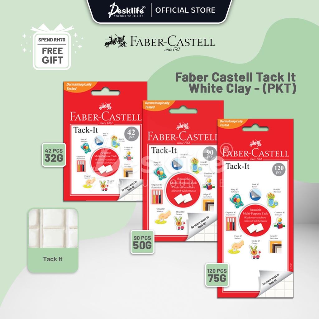 Desklife Faber Castell Tack It White Clay 30/50/75g -(PKT) Tanah Liat ...