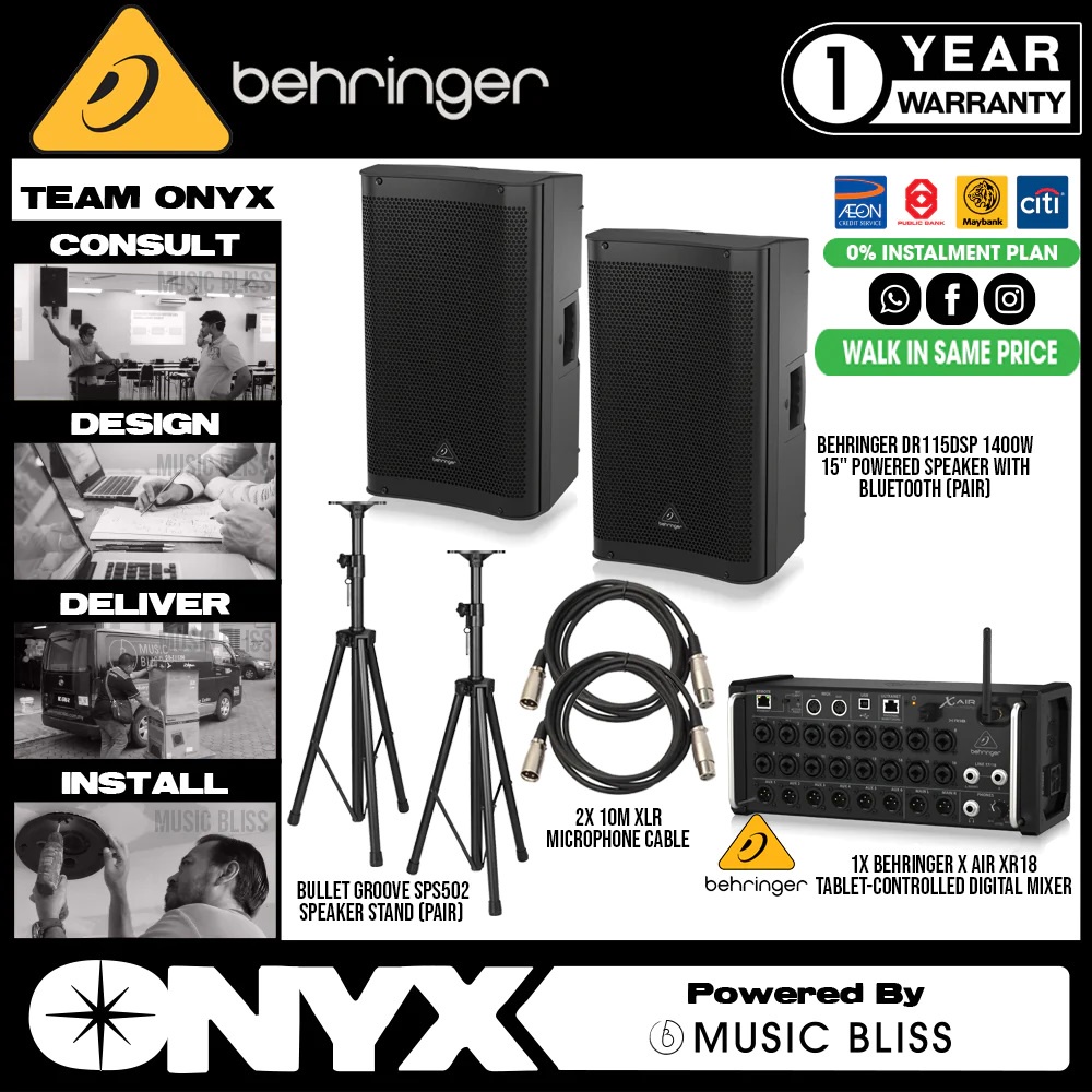 Live Band Package Behringer X Air XR18 Digtal Mixer, Behringer DR115DSP ...