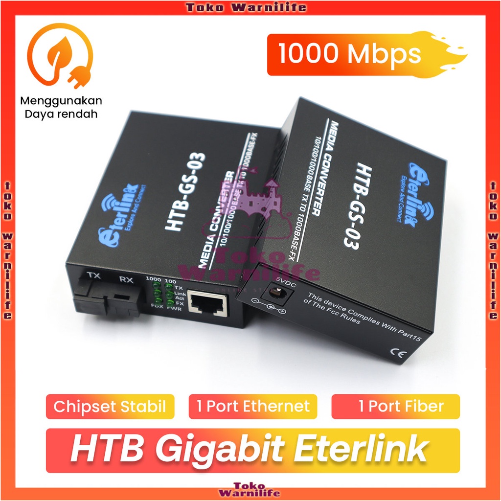Media Converter HTB-GS-03 A & B 1000Mbps Etherlink Single Mode ...