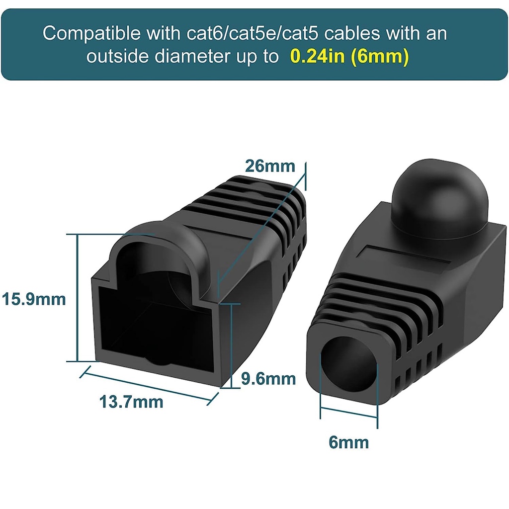 Zoerax Cat5/Cat5E/Cat6 Strain Relief Boot Plug Connector (100 Pcs ...