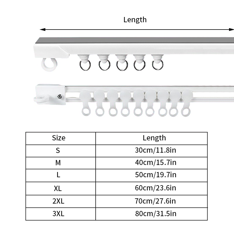 White Curtain Track Easy Hand Adhesive Curtains Tracks Curtain Sliding ...