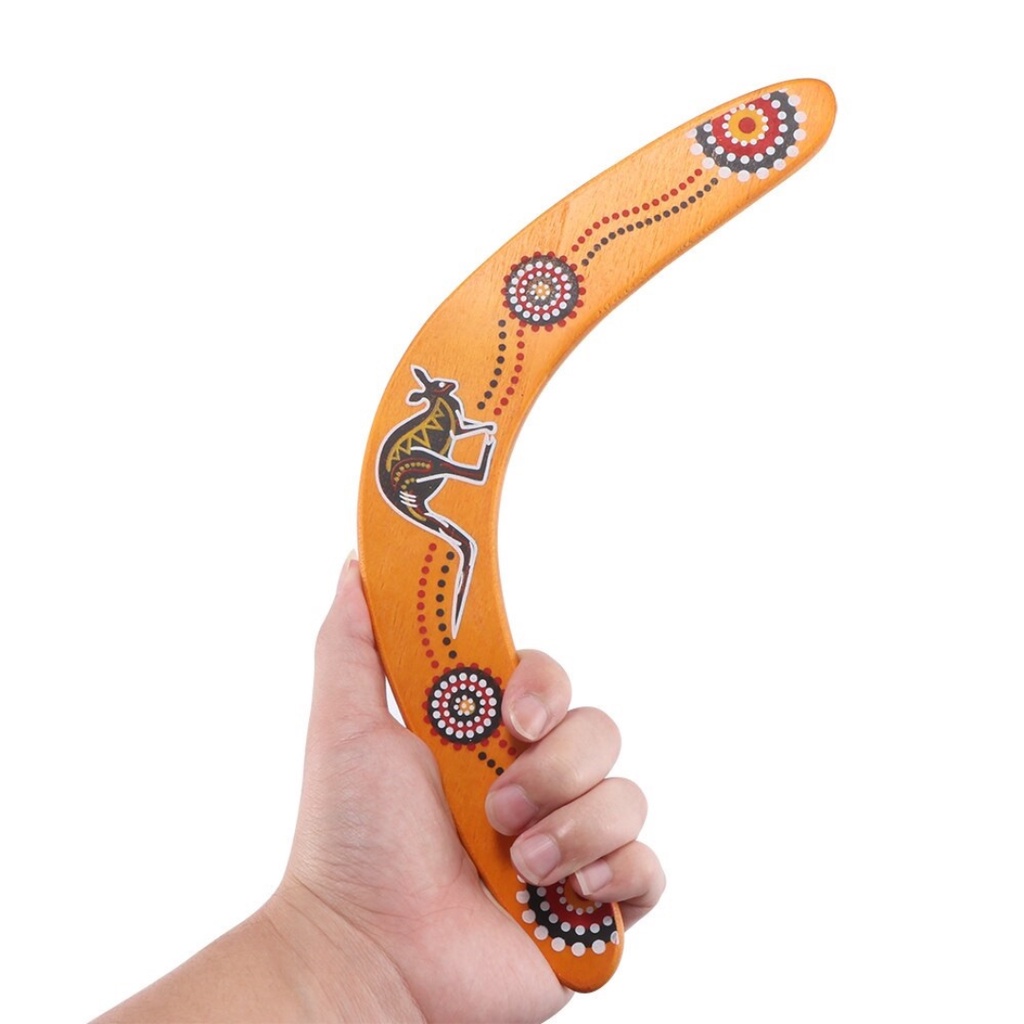 V Shaped Boomerang Flying Disc Wooden Kangaroo Pattern Throw Catch ...