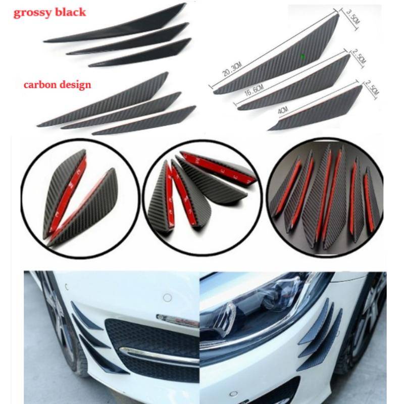 6Pcs Universal Carbon Fiber Style Car Front Bumper Lip Splitter Body ...