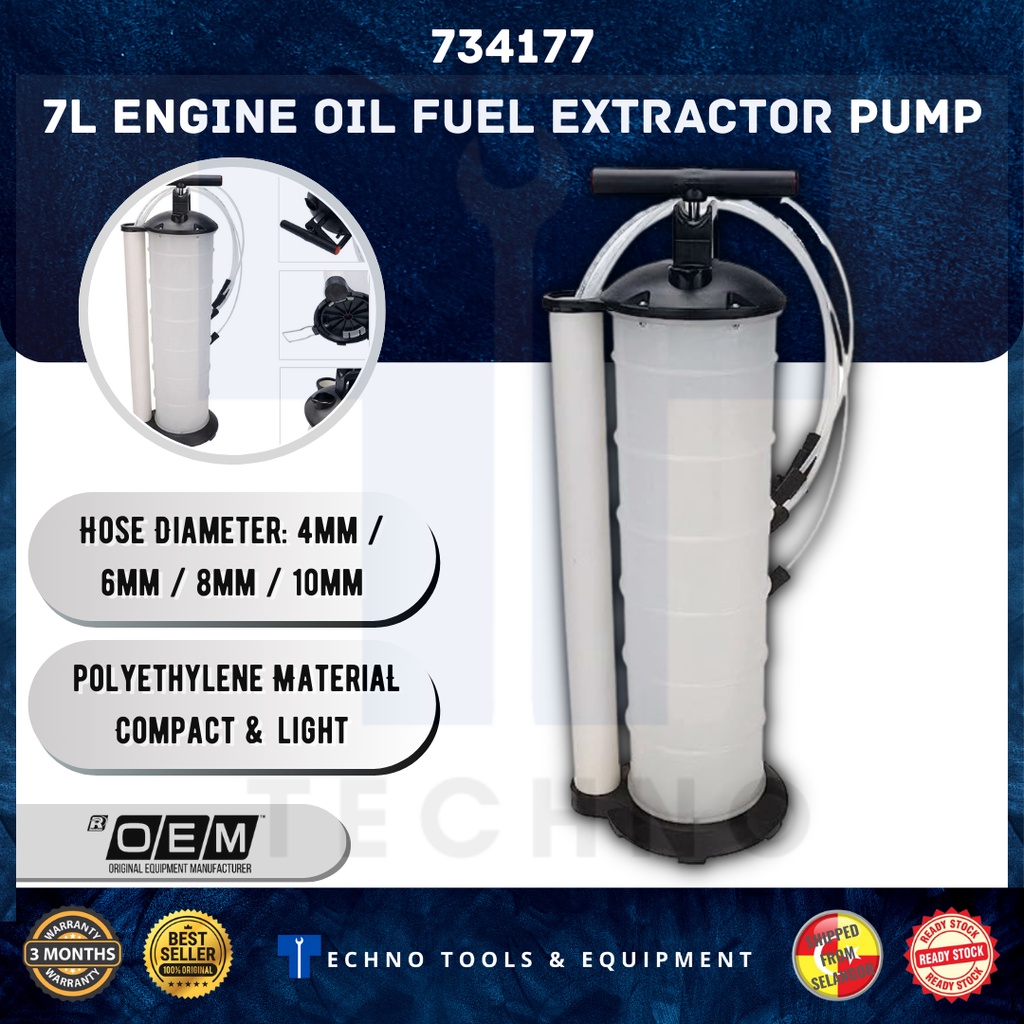 7L Engine Oil Fuel Extractor Pump Manual suction Vacuum Petrol Fluid Transfer - 100% Brand New ...