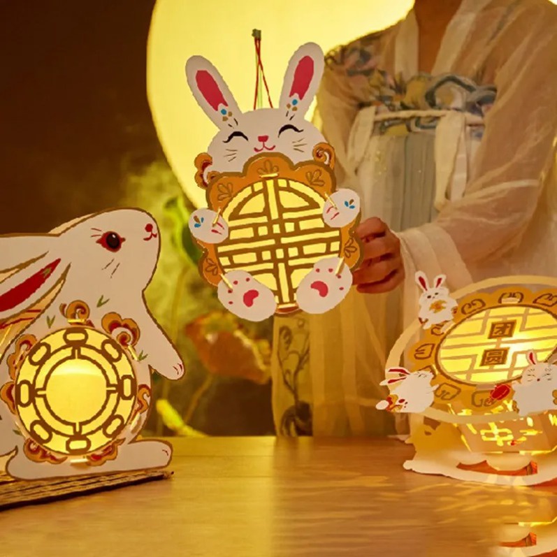 1 Set Portable Lantern Rabbit Light Flower Lamp Chinese Chinese Lantern ...