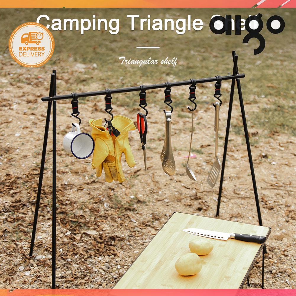 Aluminum Alloy Camping Hanging Rack Foldable Triangle Storage Rack with ...