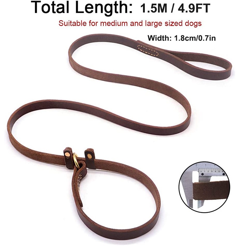 Benepaw Heavy Duty Slip Dog Leash Leather Adjustable Stitched Pet ...