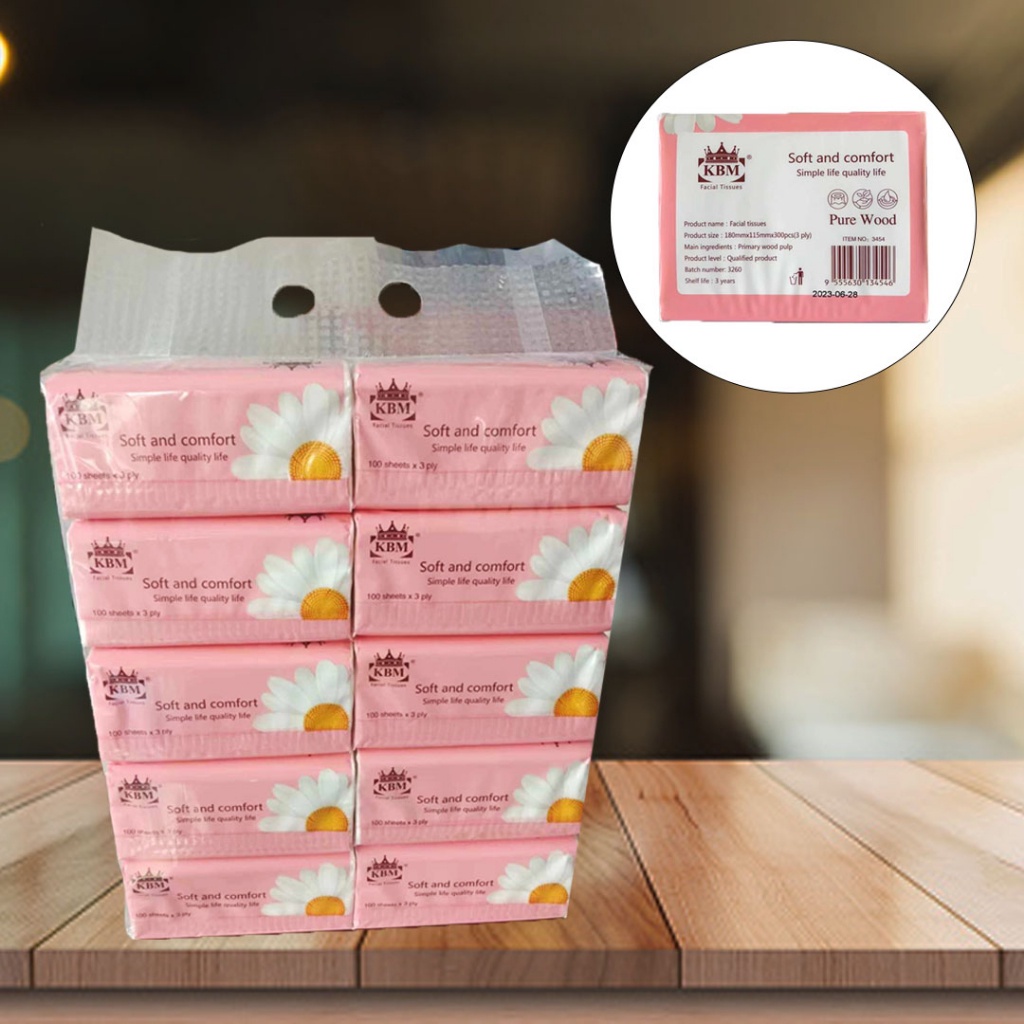 [10 packs] KBM Facial Tissue (3ply / 4ply) | Shopee Malaysia