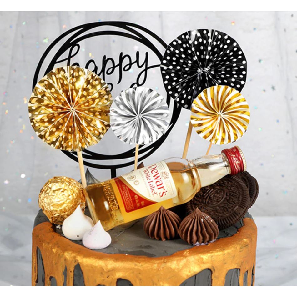 4Pcs/lot Mini Paper Fan Cake Topper Cupcake Toppers Kids Birthday Party ...