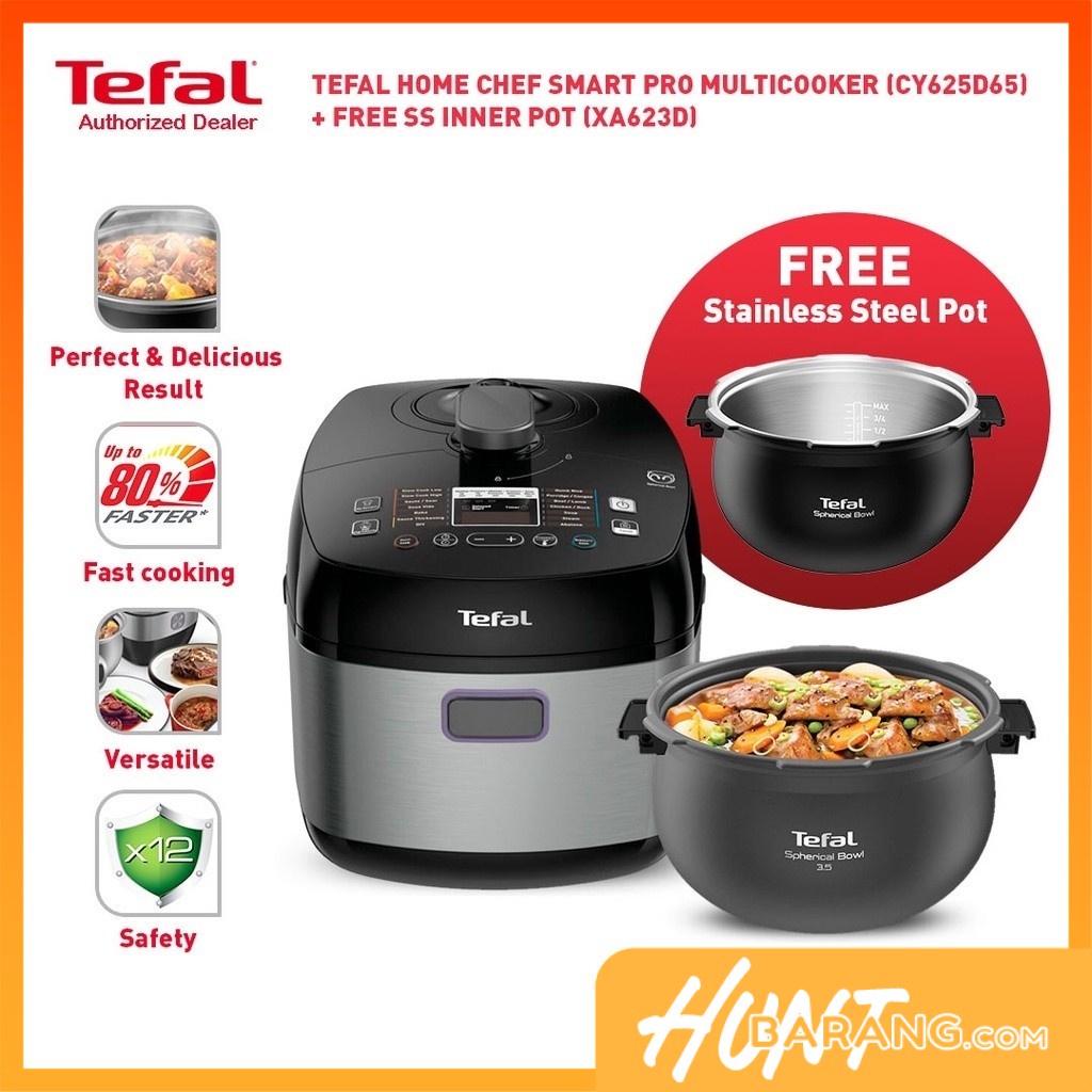 Tefal Home Chef Smart Pro Multicooker + Inner Pot (CY625D65+XA623D ...