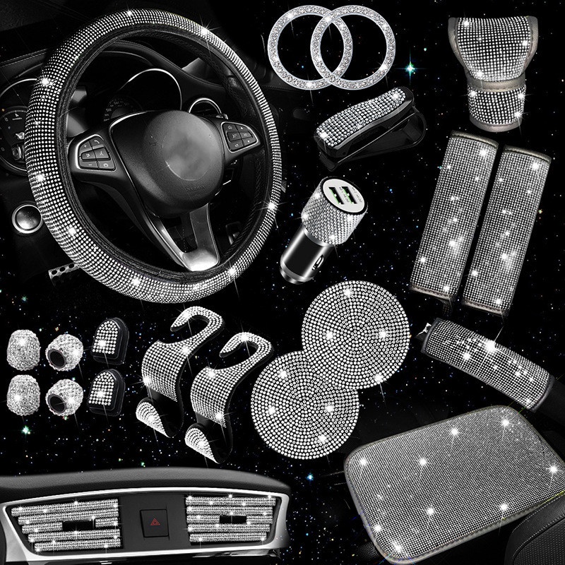 30 Pack Bling Car Accessories Set,Bling Steering Wheel Cover Women ...