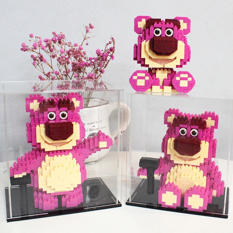 Plastic Mini Blocks Strawberry Bear Cartoon Lotso Bear Diy Model Micro ...