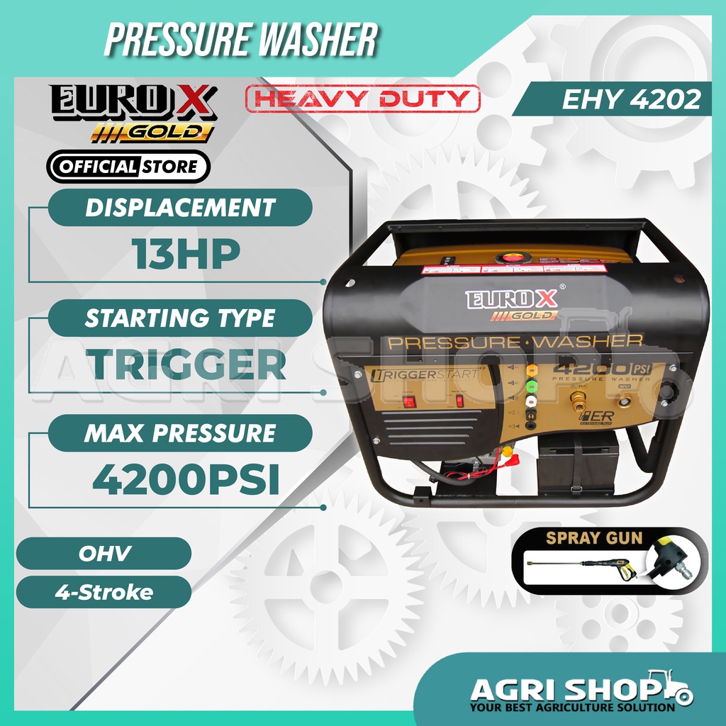 Agrishop EuroX Gold 13HP Heavy Duty Pressure Washer Series EHY 4202 | Shopee Malaysia