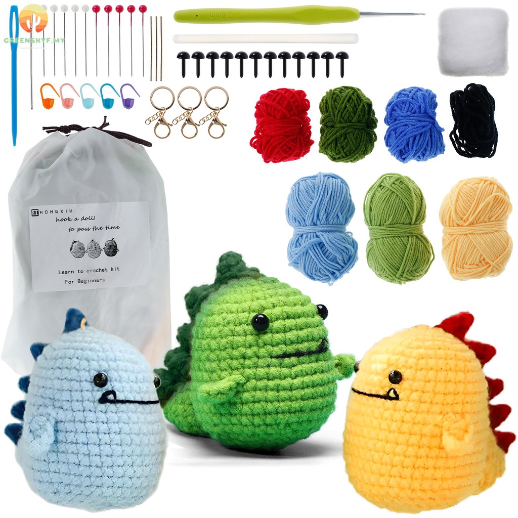 Beginner Crochet Kit Cute Colorful Dinosaurs Crochet Kit Professional ...