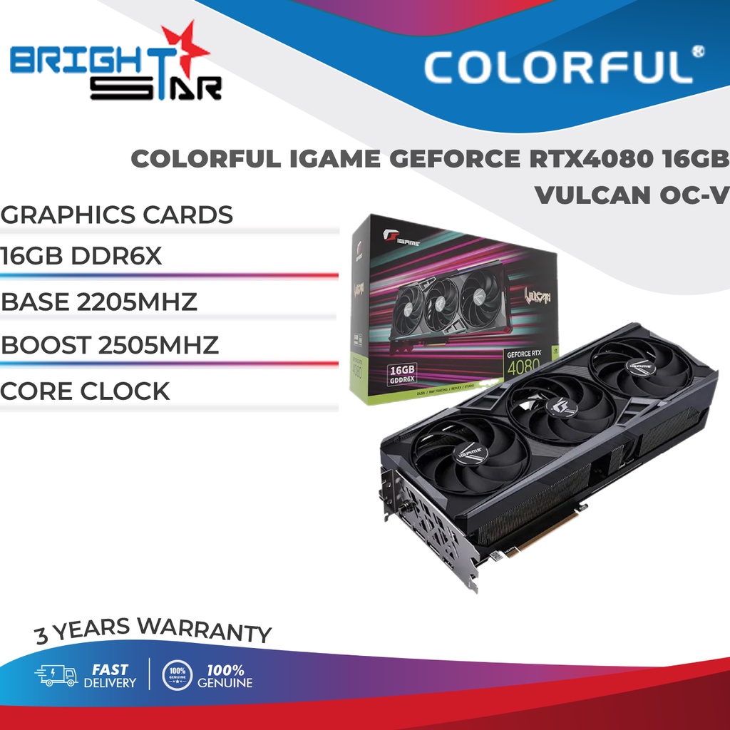 COLORFUL IGAME GEFORCE RTX 4080 16GB VULCAN OC-V GDDR6X | Shopee Malaysia