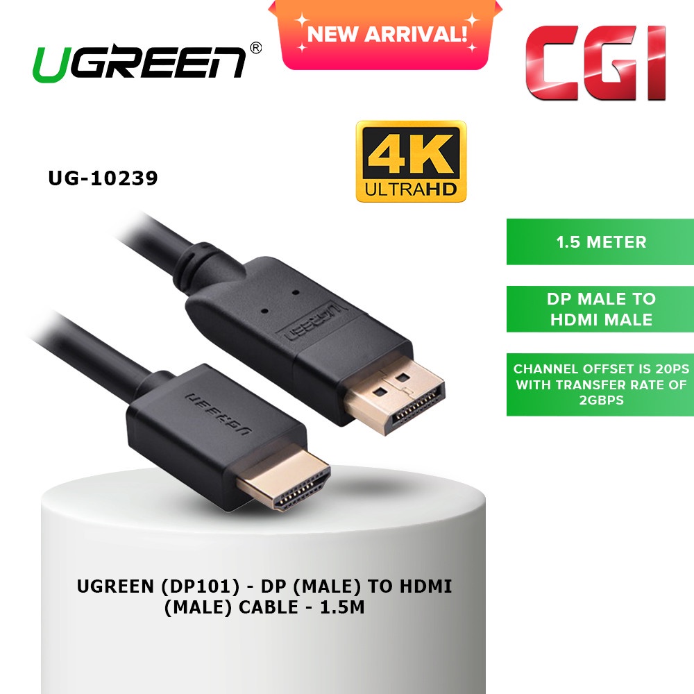 Ugreen DP Male to HDMI Male Cable (1.5m) (DP101) 10239 | Shopee Malaysia