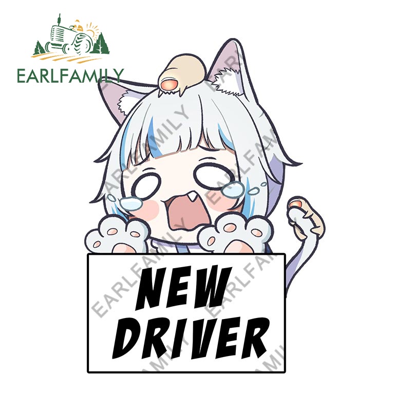 EARLFAMILY 13cm x 9.6cm New Driver Gawr Gura Hololive Warning Car ...