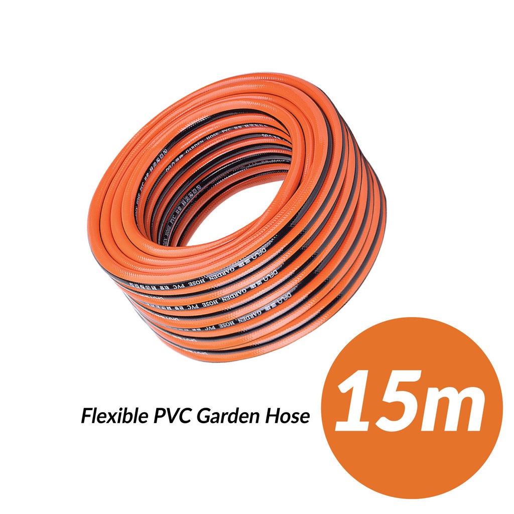 10M 15M 20M 30M Flexible PVC Garden Hose Orange Heavy Duty Water Pipe ...
